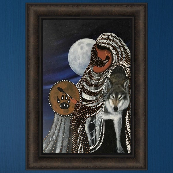 Native Indian and Wolf Art - Etsy