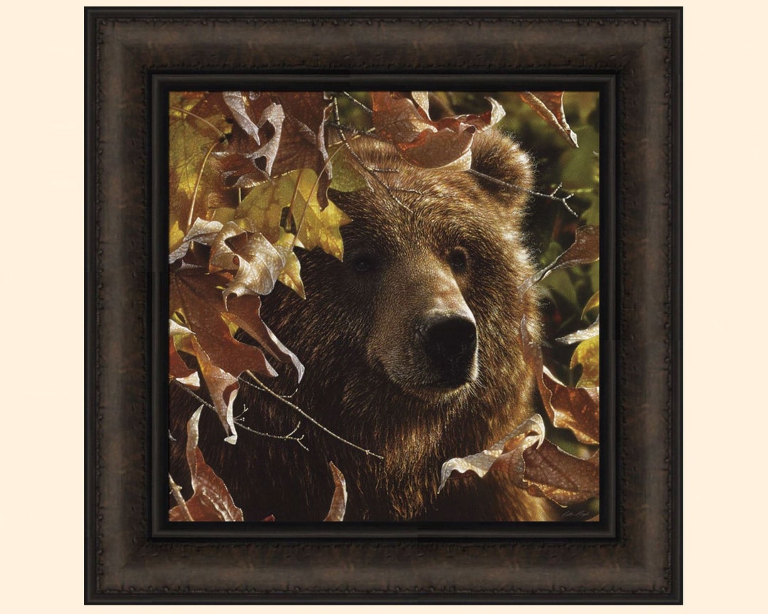 Legend of the Fall by Collin Bogle 16x16 Bear Closeup Autumn Leaves ...