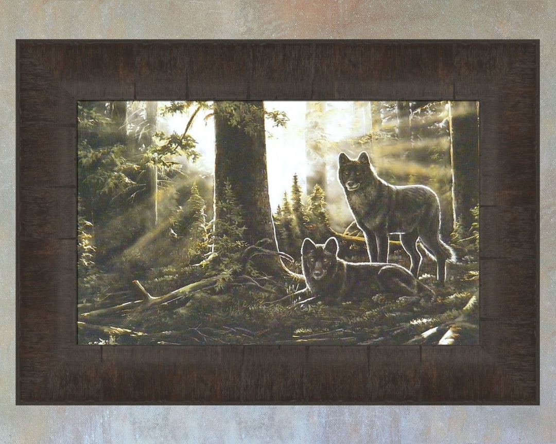 Reloj negro por Andrew Kiss 11x15 Lobo Lobos Enmarcado Arte Impresión ...