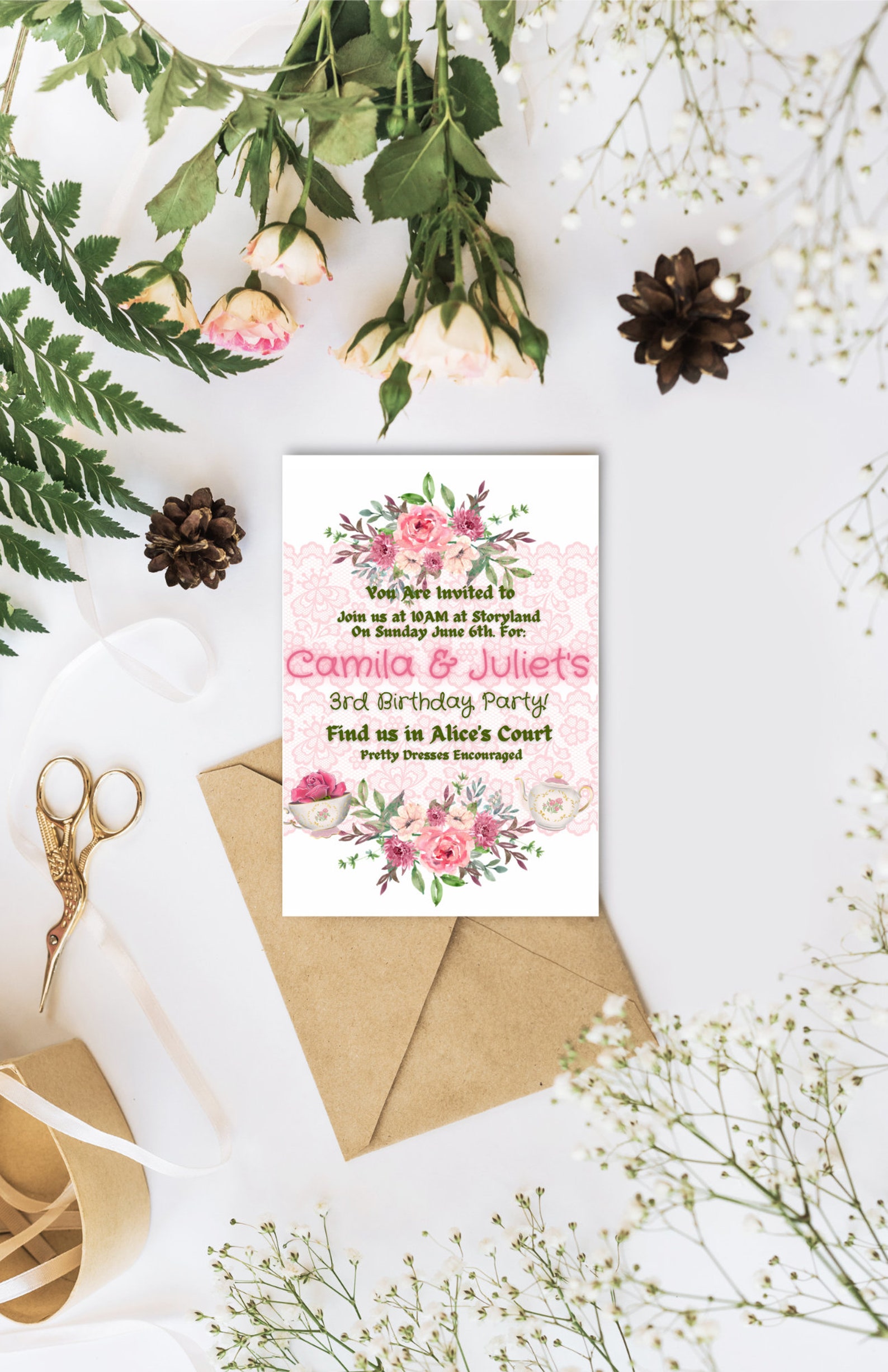 Garden Party Theme Invitation and Goodie Bag Tags - Etsy