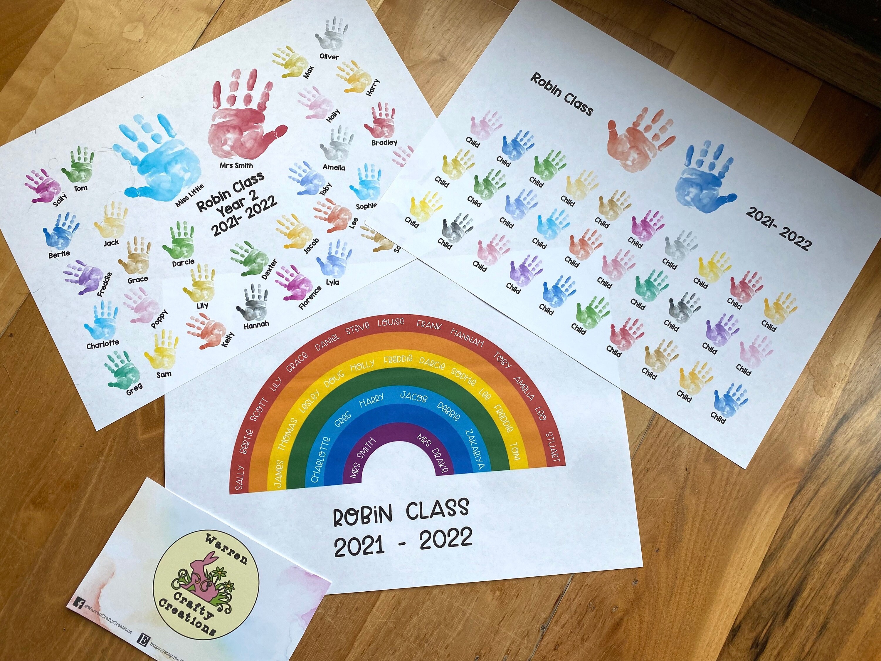 Rainbow Handprints End of Year Teacher Gift With Class Names - Etsy UK