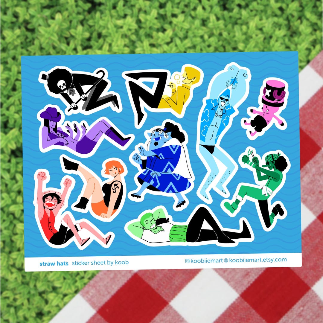 One Piece - Straw Hat Sticker Sheet - Etsy