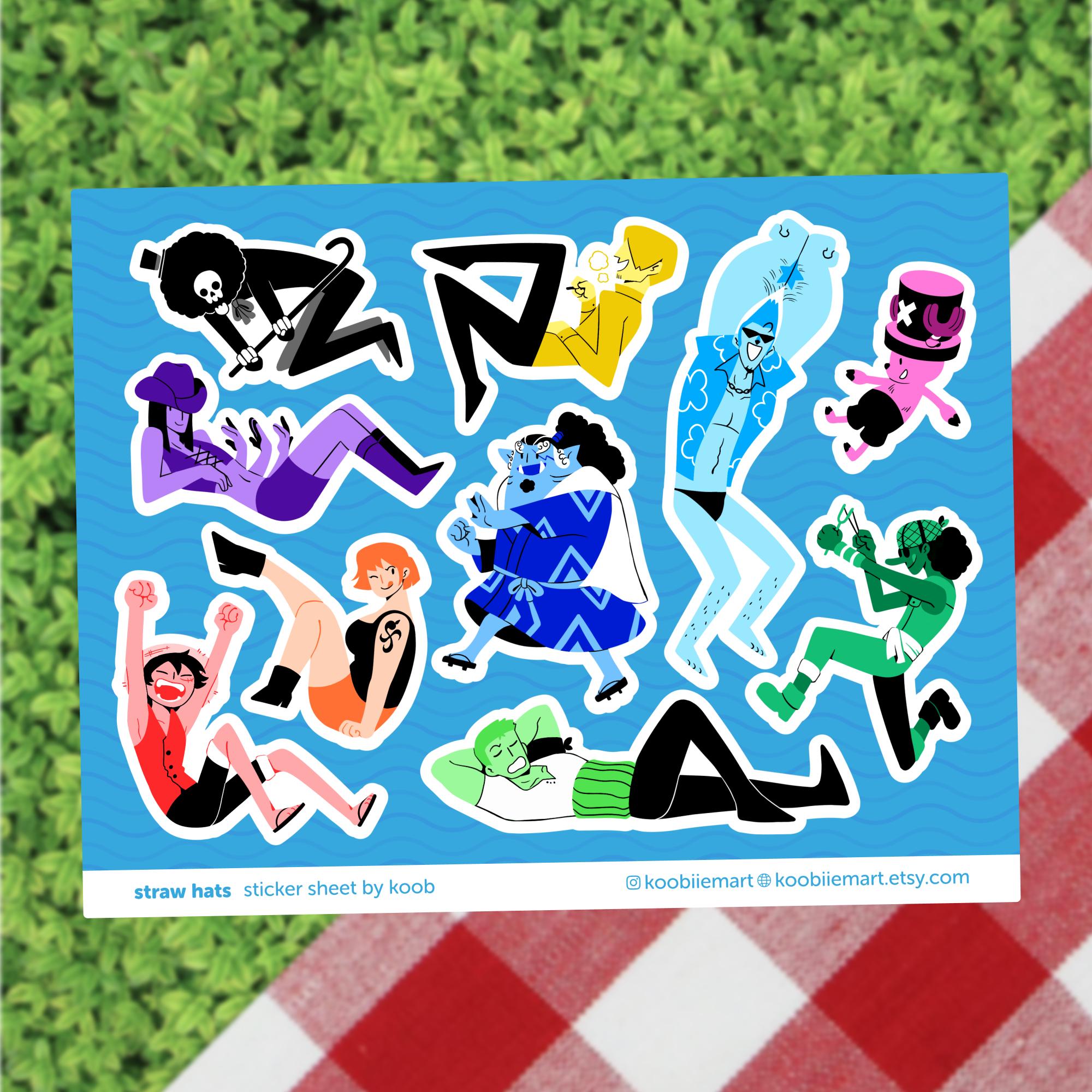 One Piece - Straw Hat Sticker Sheet - Etsy