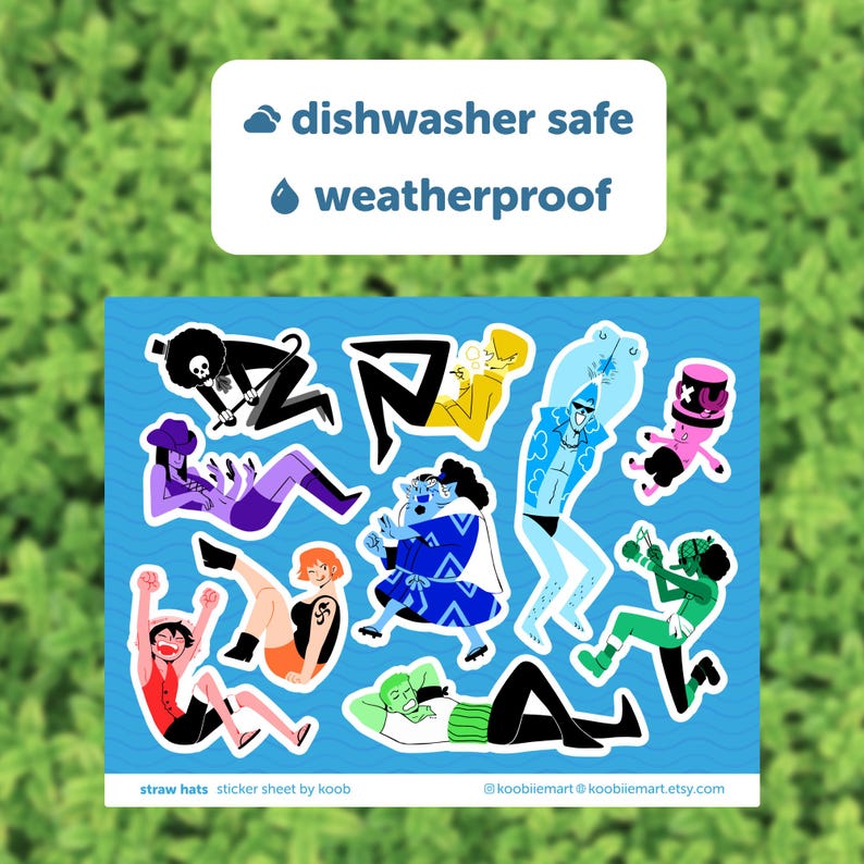 One Piece - Straw Hat Sticker Sheet - Etsy
