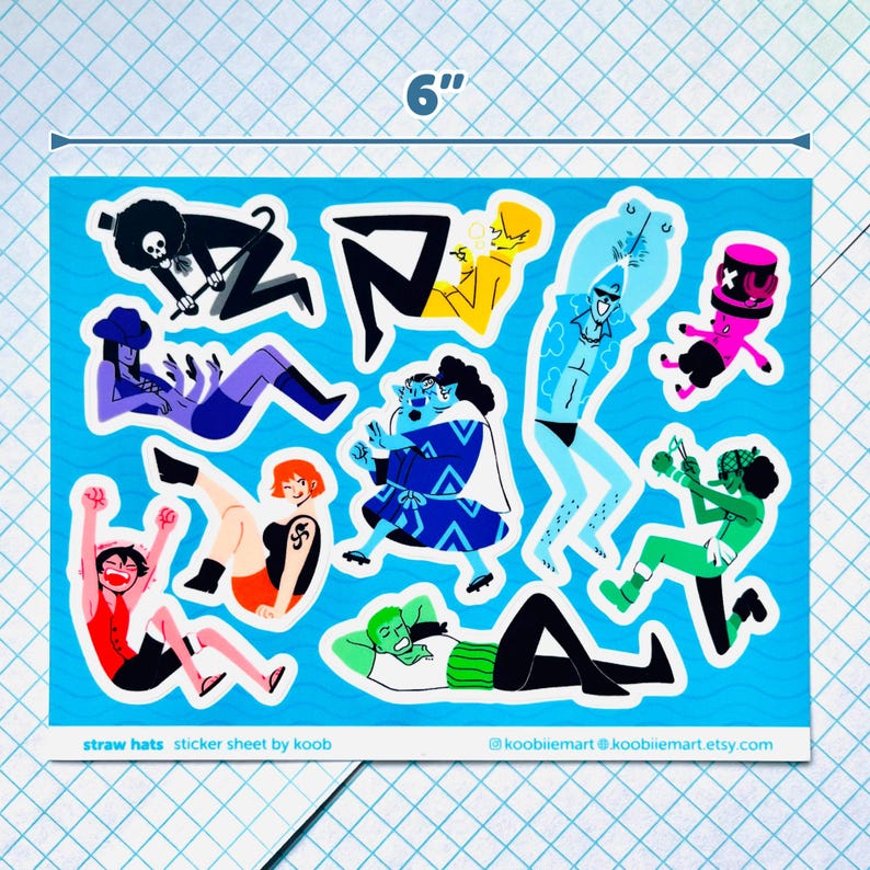 One Piece - Straw Hat Sticker Sheet - Etsy