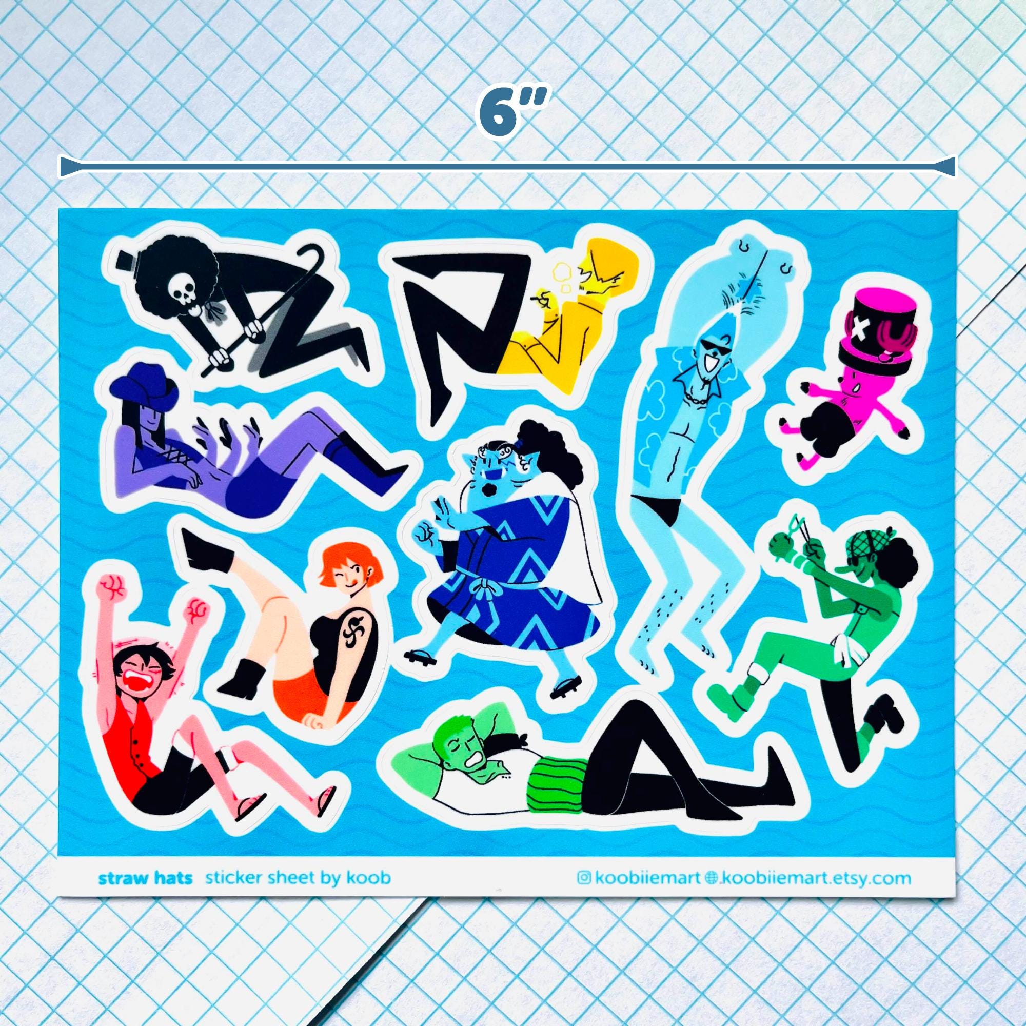 One Piece - Straw Hat Sticker Sheet - Etsy