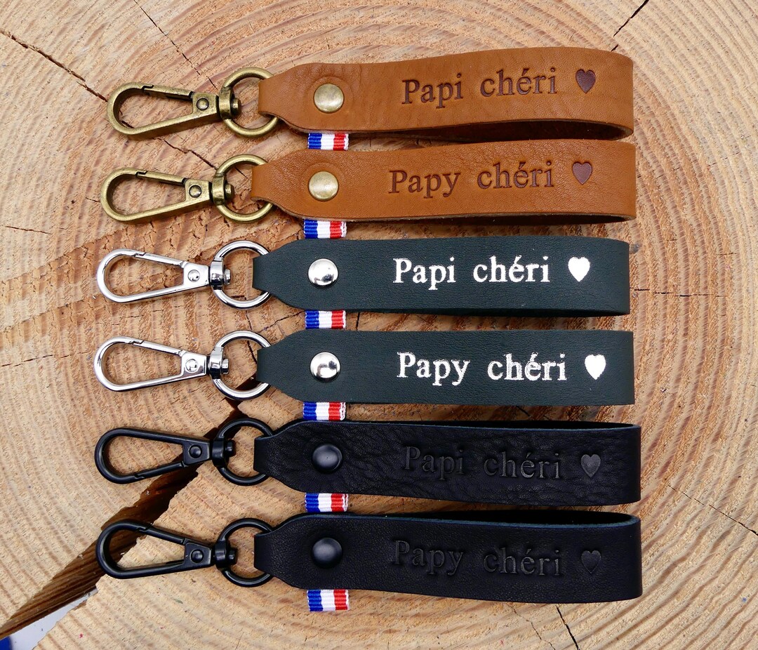 Handmade Leather Key Ring papi Darling or papy Darling - Etsy