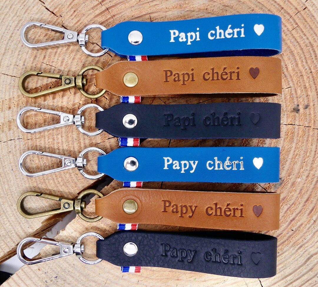 Handmade Leather Key Ring papi Darling or papy Darling - Etsy