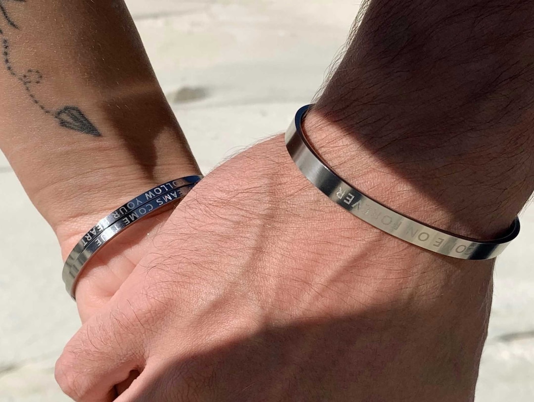 Personalized Couple Cuff Bracelets: Custom Matching Jewelry Set With ...