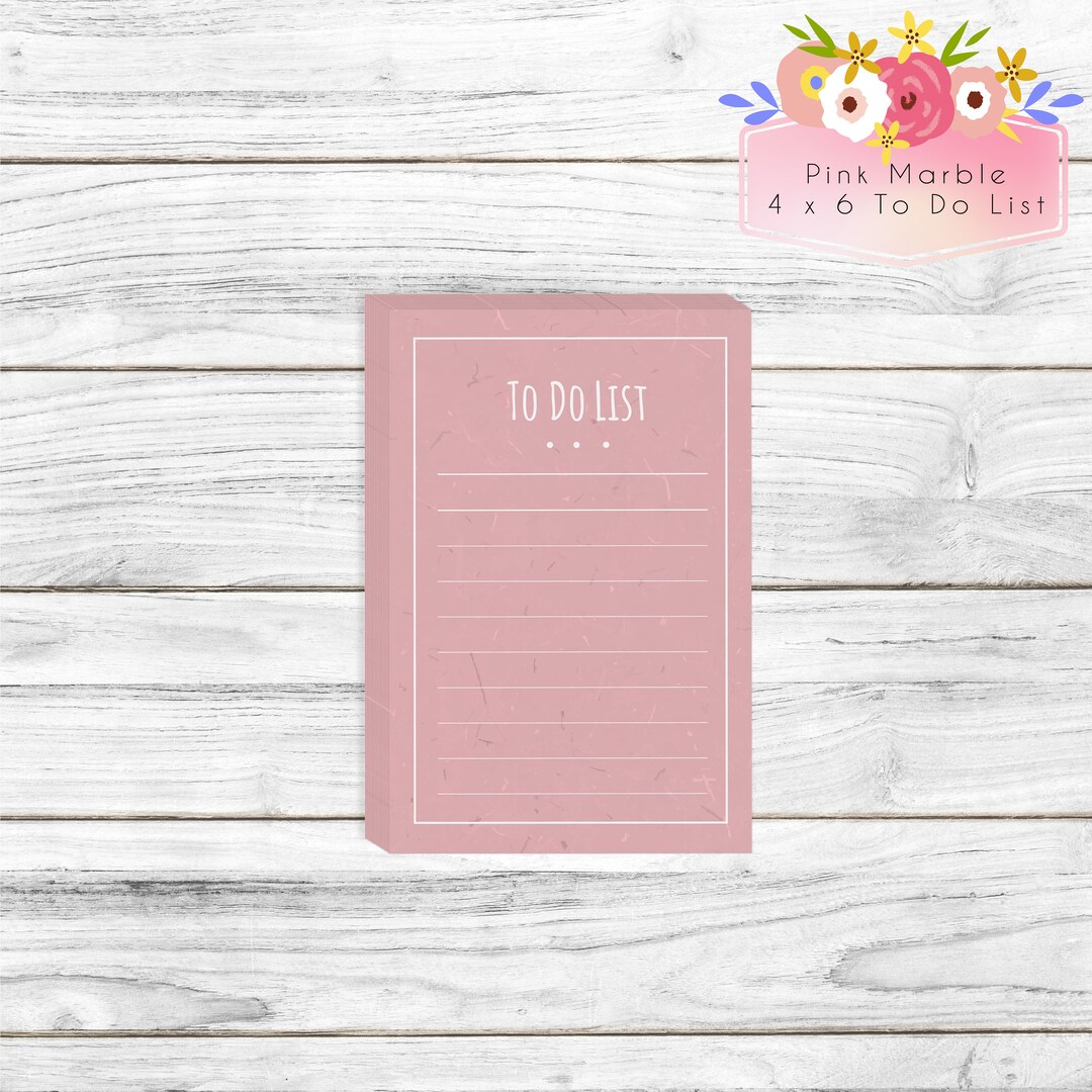 Pink to Do List Notepad | Pink Marble Notepad| to Do List - Etsy