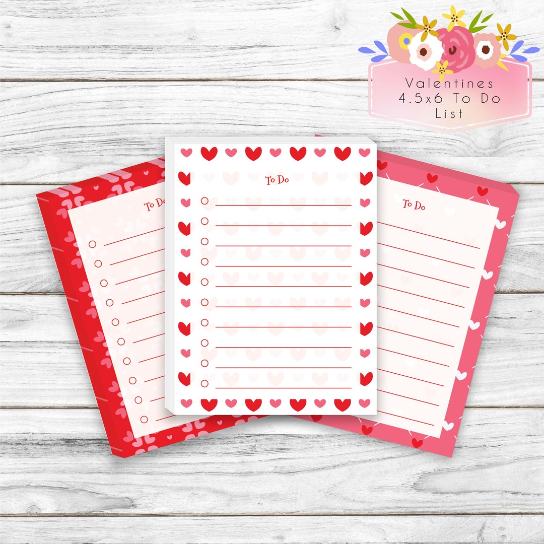 Valentine's Day to Do Notepad | Handmade Notepads | Valentine's Day ...