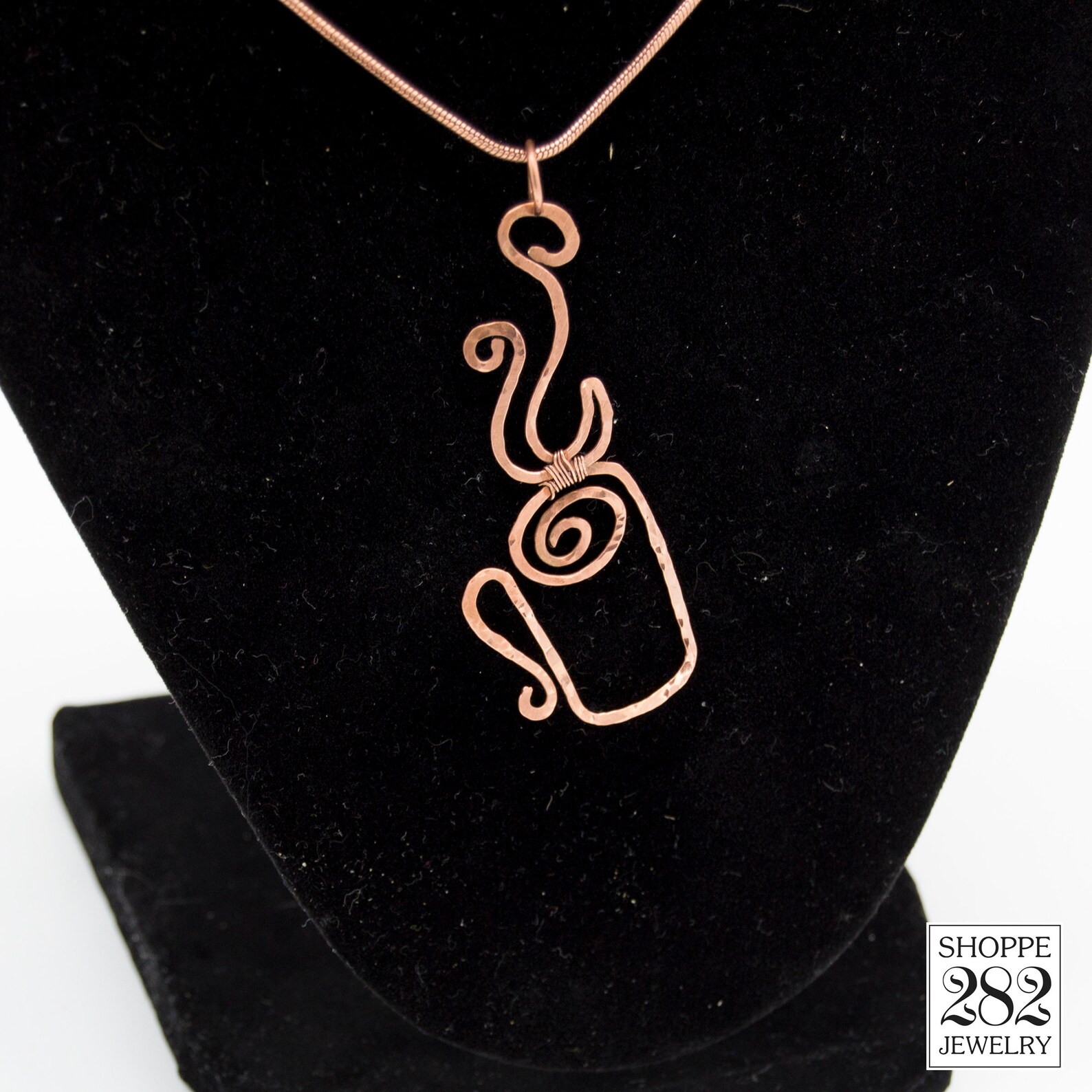 Cute Handcrafted Hammered Copper Wire Steaming Cup of Coffee Pendant ...