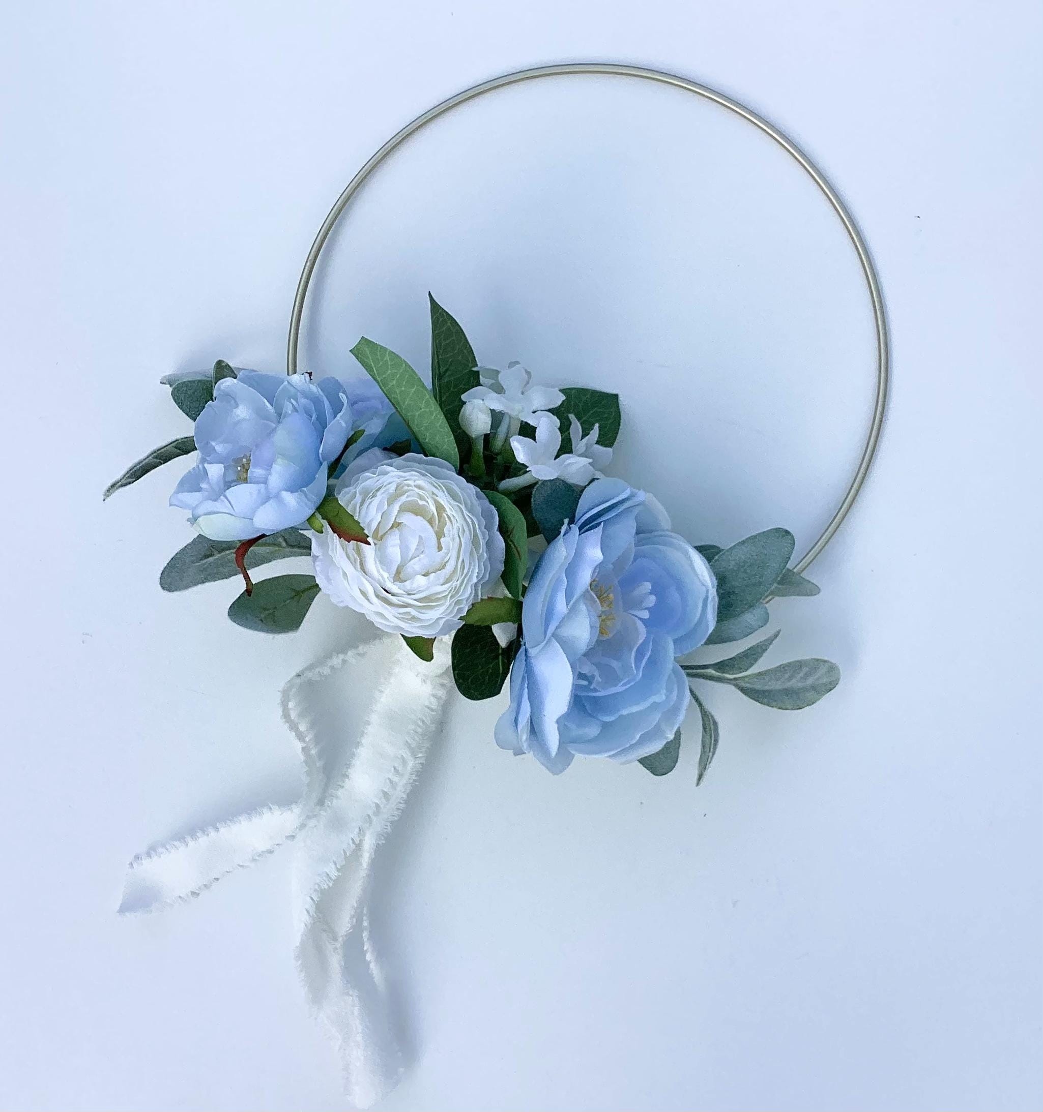 Flower Girl Basket, Flower Girl Gold Hoop, Baby Blue Floral Wedding ...
