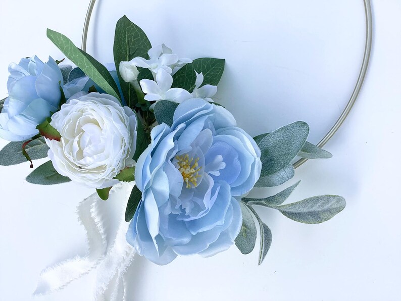 Flower Girl Basket, Flower Girl Gold Hoop, Baby Blue Floral Wedding ...