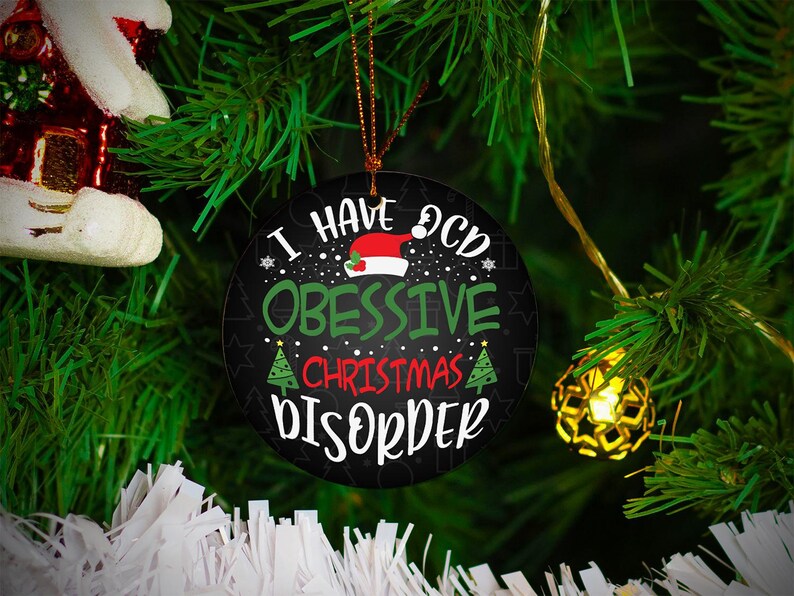 I Have Ocd Obsessive Christmas Disorder Round Christmas Tree - Etsy