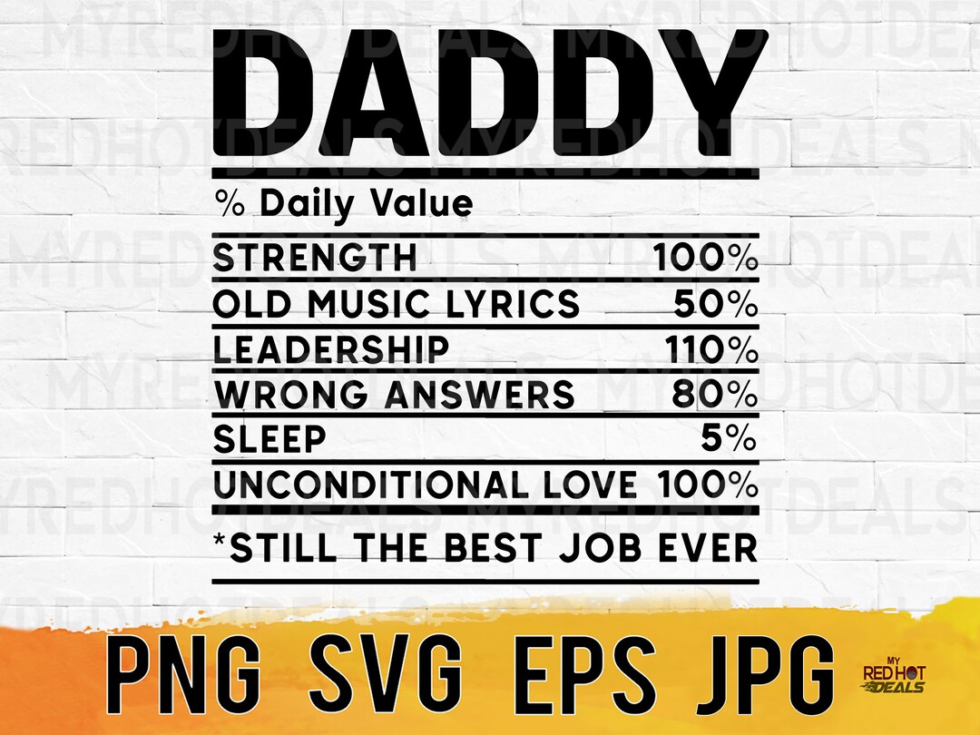 Daddy Nutrition Facts Svg, Funny Dad Gifts Fathers Day Svg, Dad Designs ...