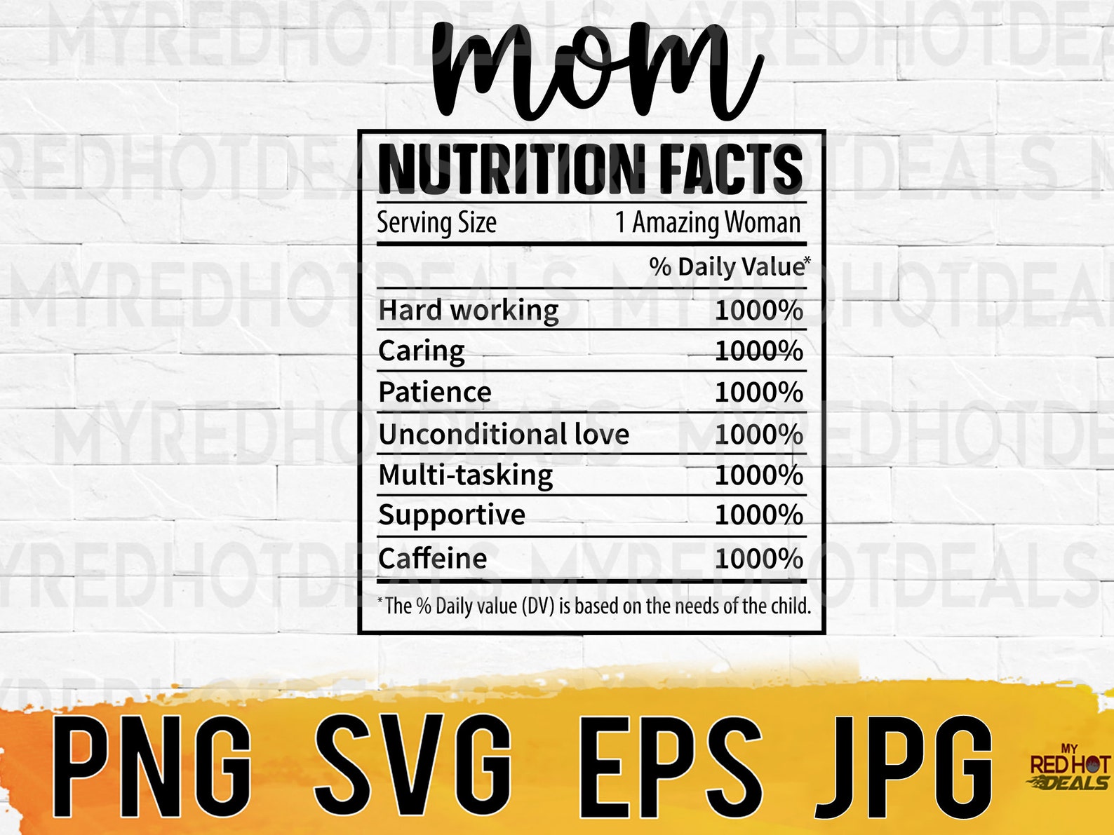 Mom Nutrition Facts Svg Png Eps Jpg Design Files, Mothers Day Design ...