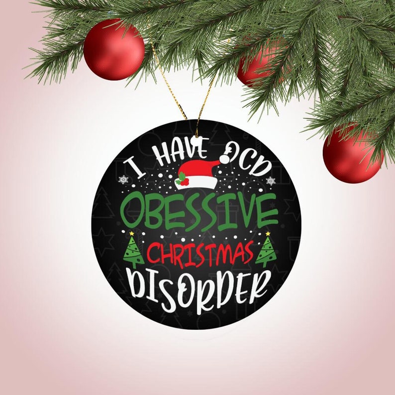 I Have Ocd Obsessive Christmas Disorder Round Christmas Tree - Etsy
