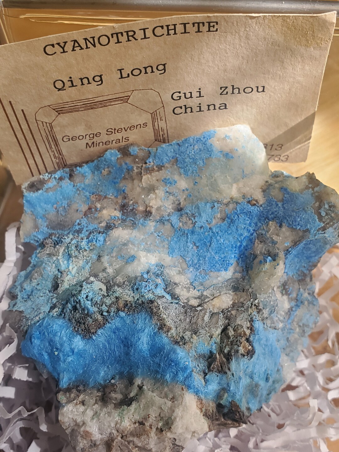 Cyanotrichite, From Private Collection-origin Qing Long/gui Zhou China ...