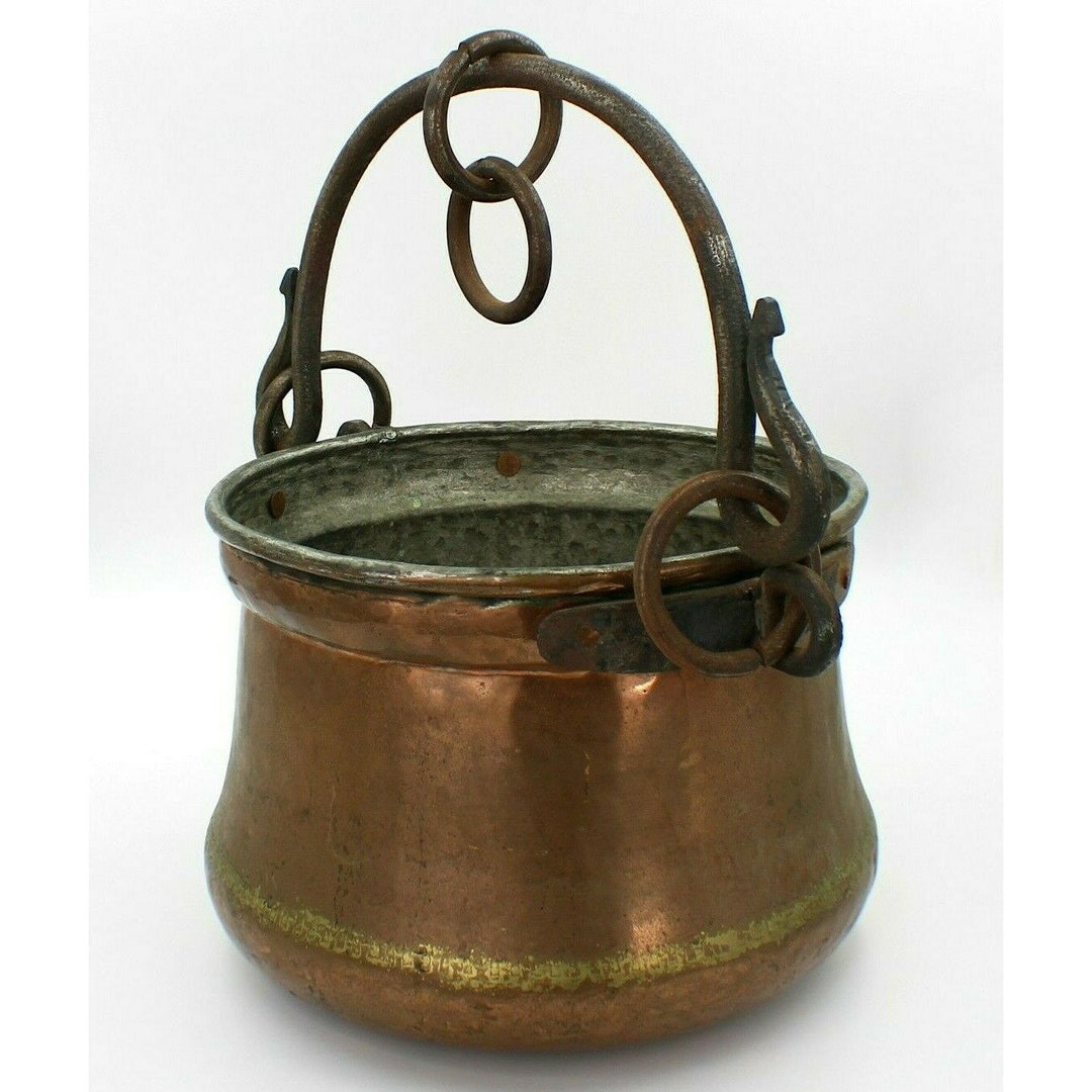 Vintage Turkish Hammered Copper Pot Cauldron Dovetail Seam Forged ...