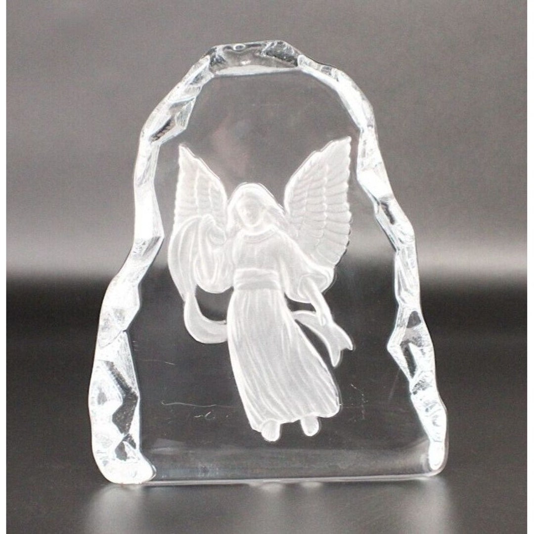 Guardian Angel 3D Etched Clear Glass Art With A Frosted Angel Decor - Etsy