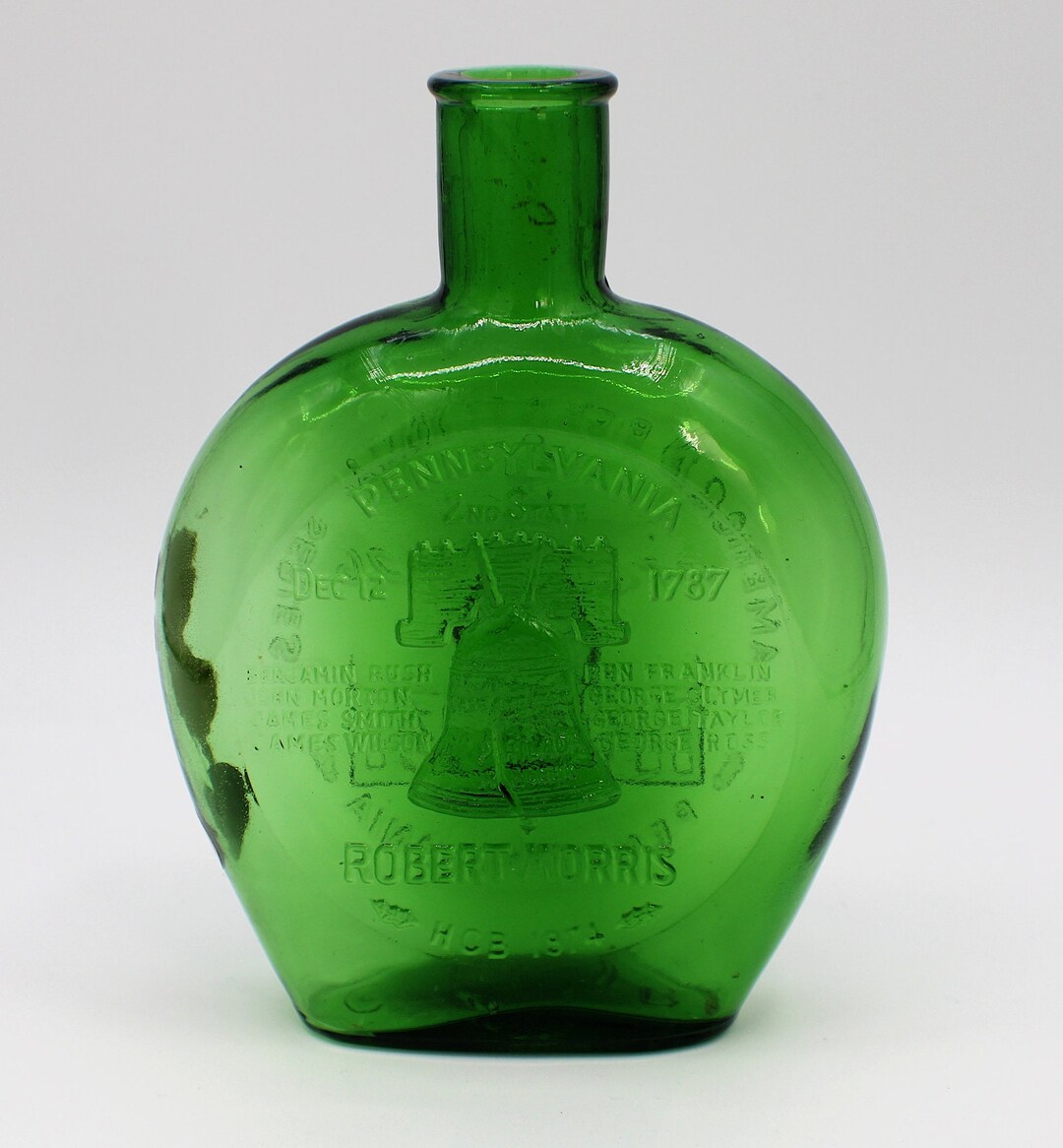 Pennsylvania/liberty Bell Green Bicentennial Bottle Flask Clevenger ...