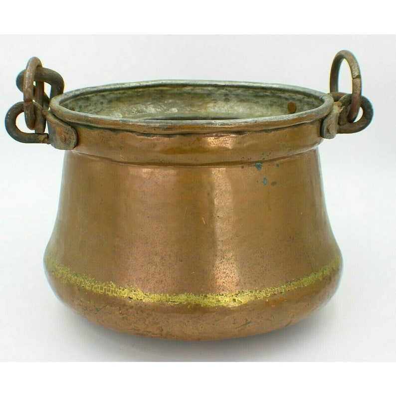 Vintage Turkish Hammered Copper Pot Cauldron Dovetail Seam Forged ...