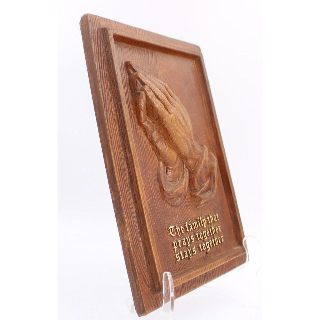 Praying Hands Faux Wood Plaque From Multi Products Inc USA Vintage - Etsy