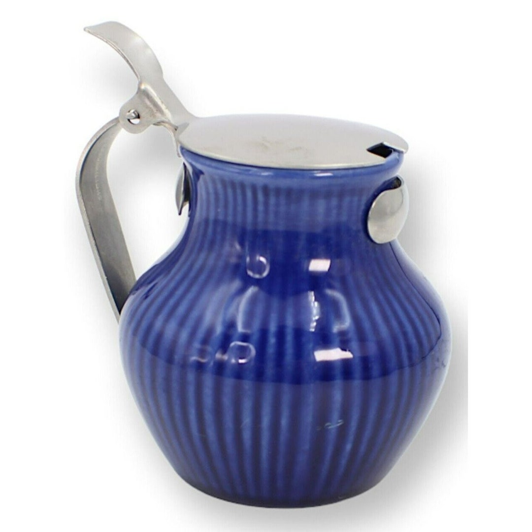 Rorstrand Gense Sweden Cobalt Blue Lidded Condiment/mustard Pot/jam Jar ...