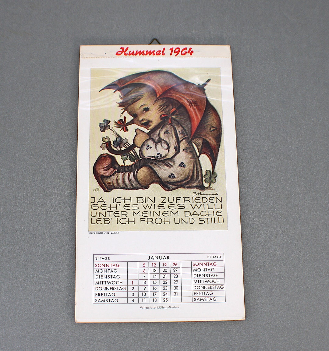Hummel Paper Calendar 1964 - German - Etsy
