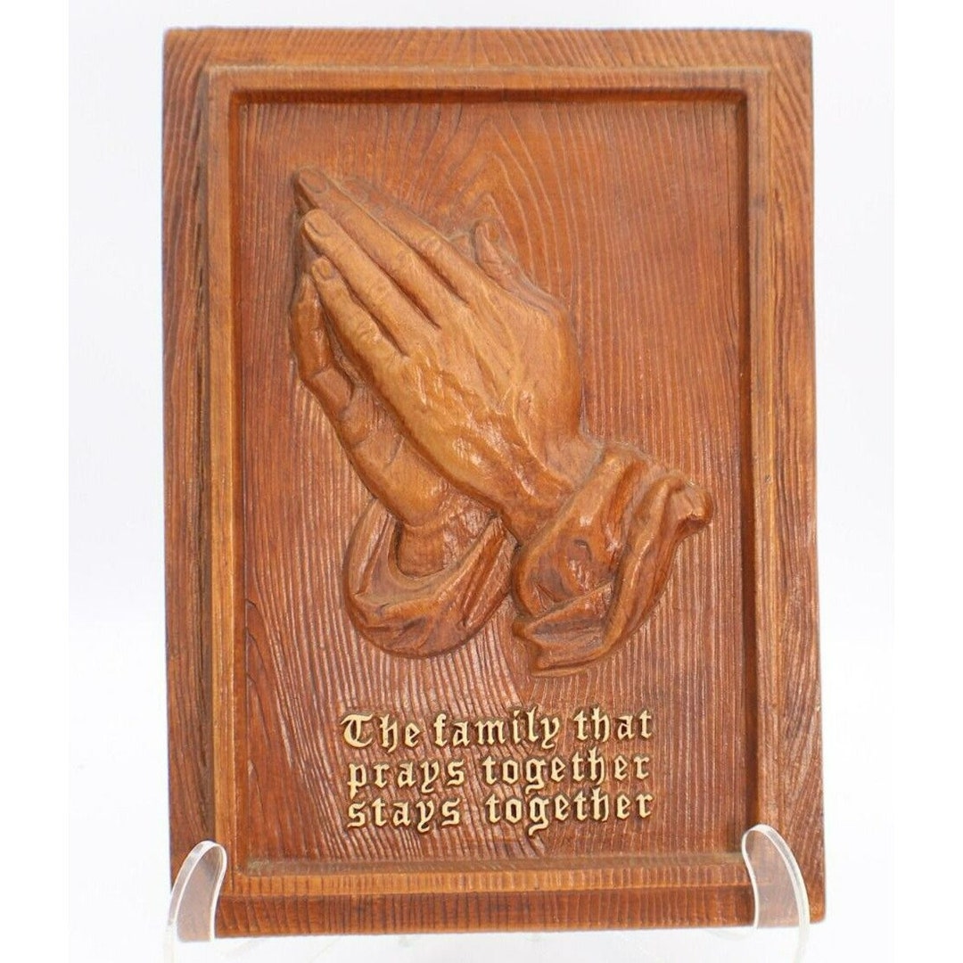 Praying Hands Faux Wood Plaque From Multi Products Inc USA Vintage - Etsy
