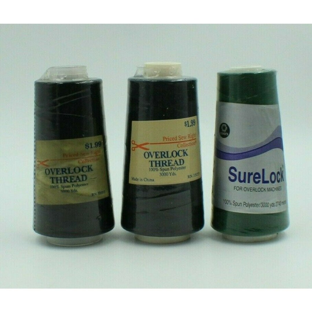 3 Cones 2-overlock Thread Priced Sew Right and 1-surelock 3000 Yds Each ...