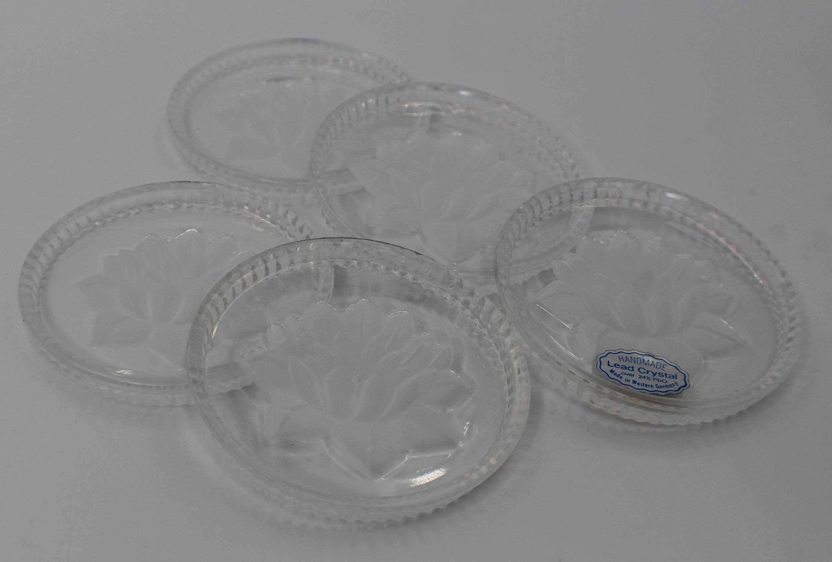 Genuine Lead Crystal Coasters Made in Western Germany 24% Pbo Set of 5 ...