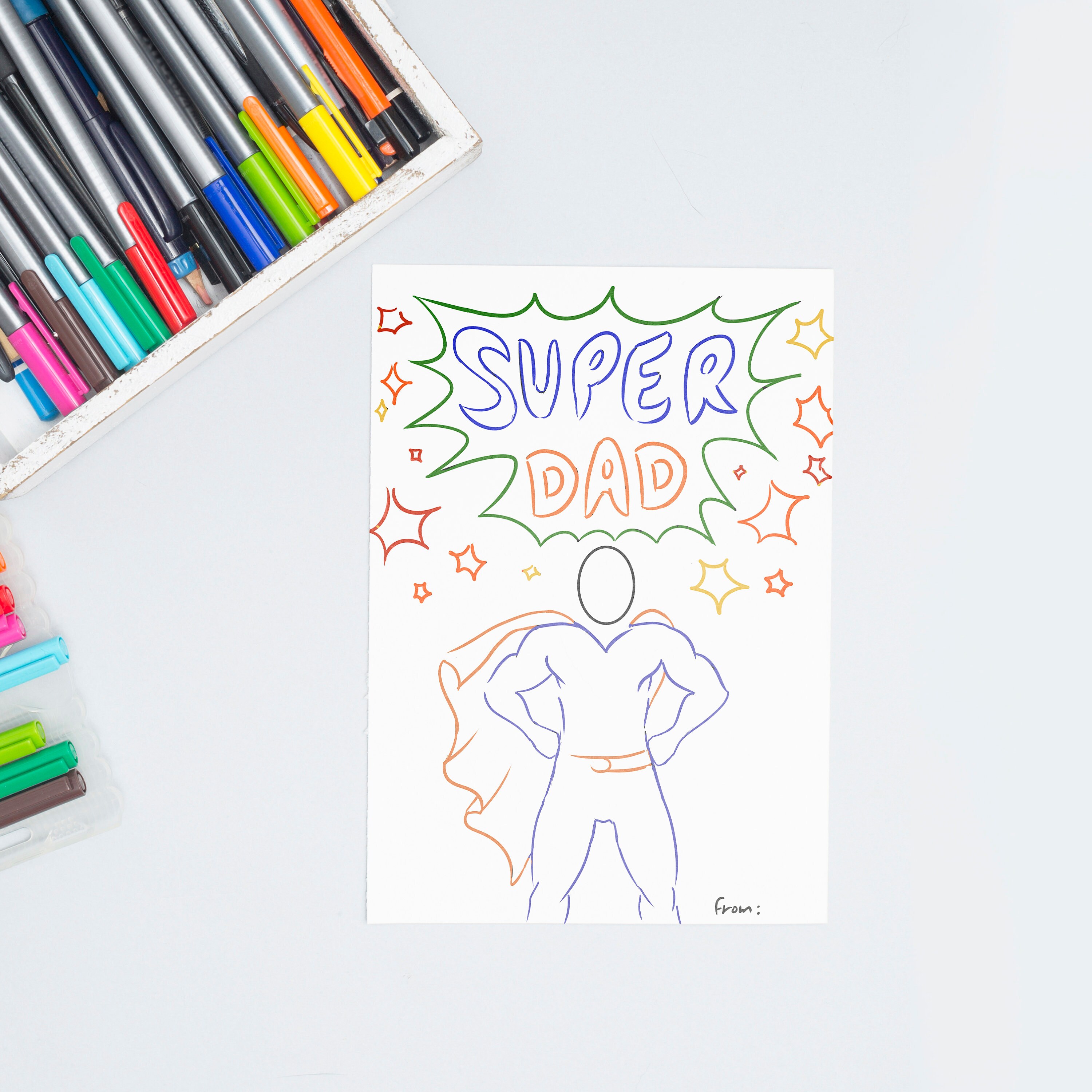 Printable Fathers Day Coloring Card for Kids Super Dad - Etsy UK