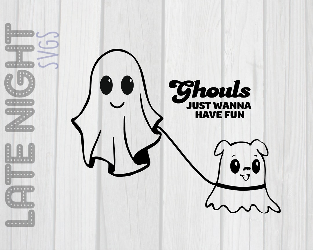 Ghost Walking Dog Ghouls Wanna Have Fun Designed for Dark on Light ...
