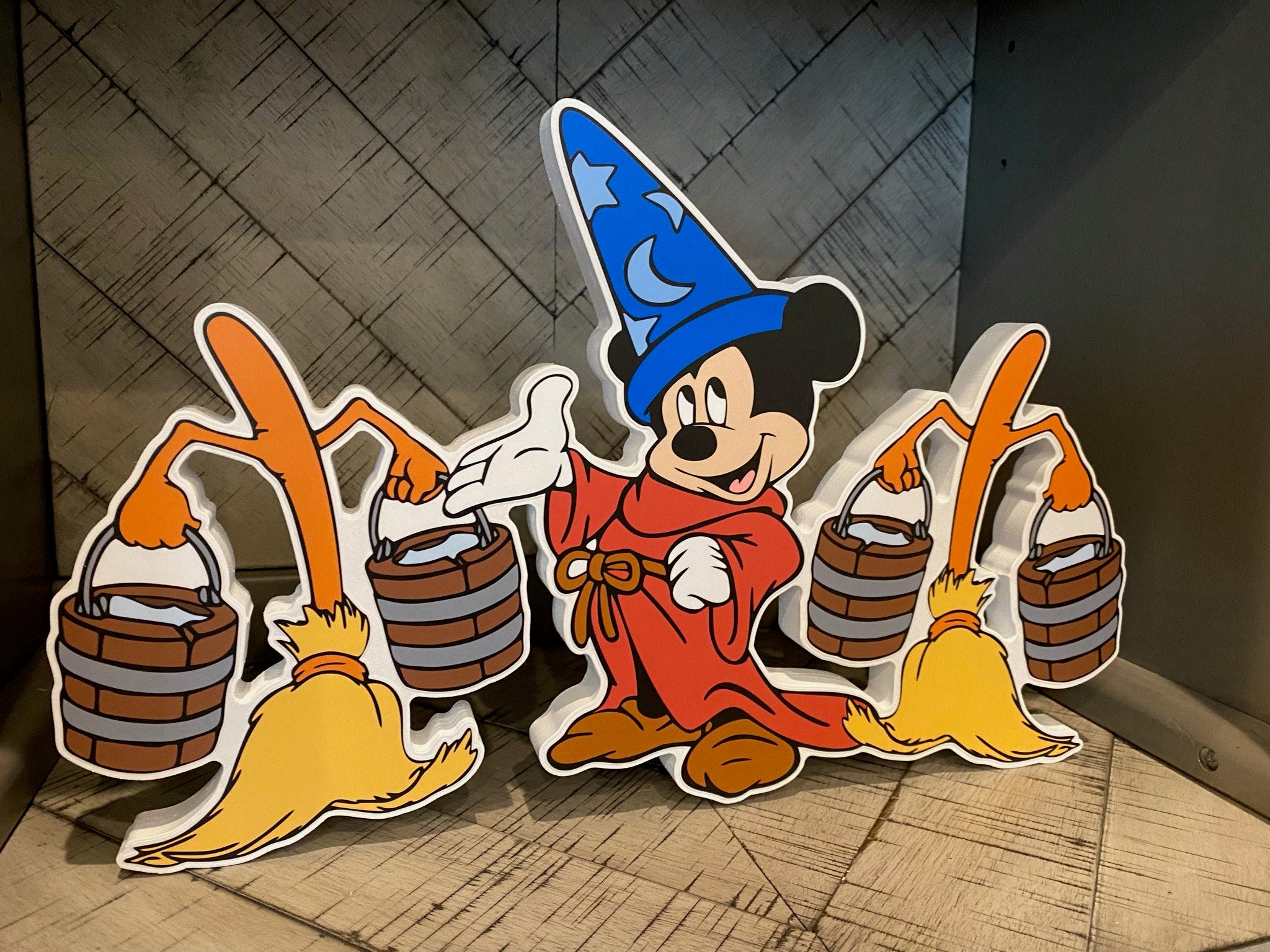 Sorcerer Mickey and Magic Brooms - Disney Decor - Fantasia Decor - Etsy