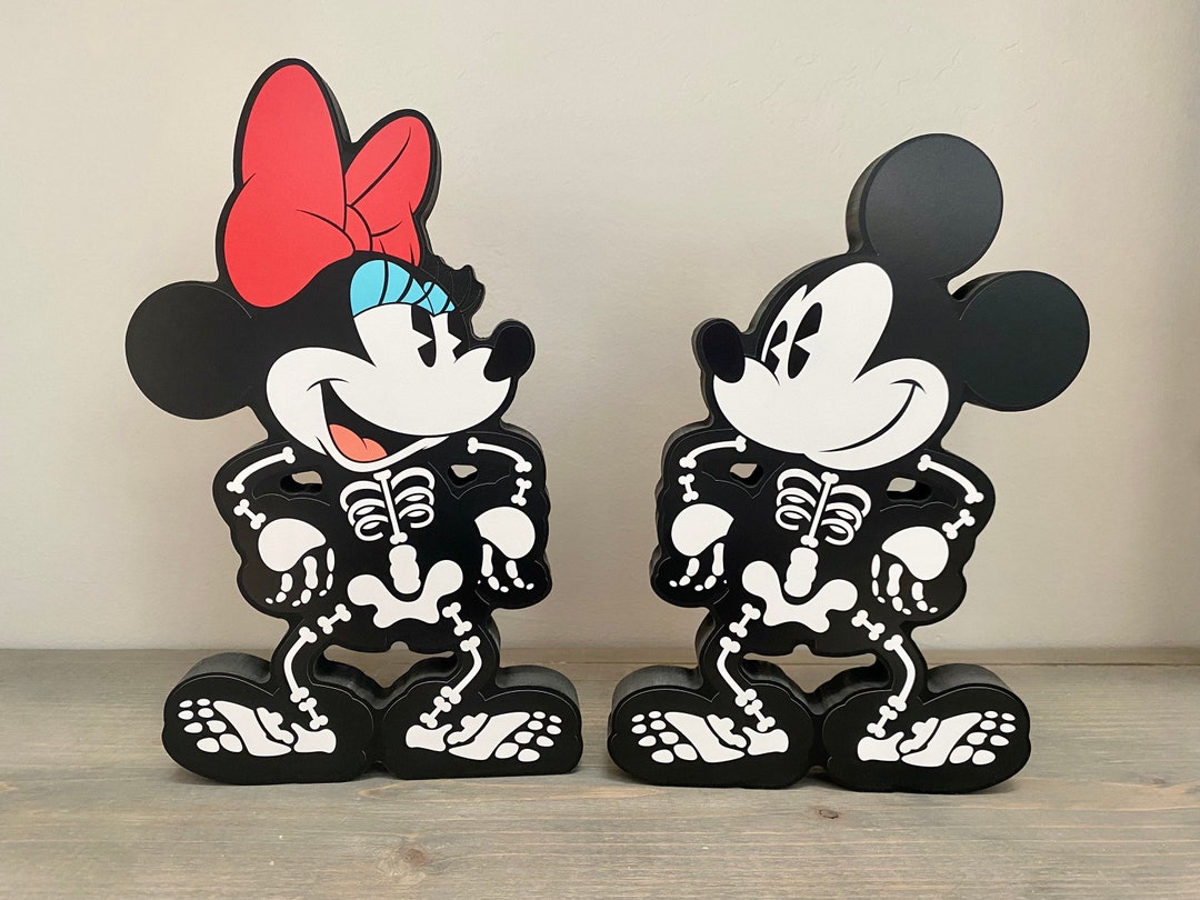 Mickey and Minnie Skeletons - Disney Decor - Etsy