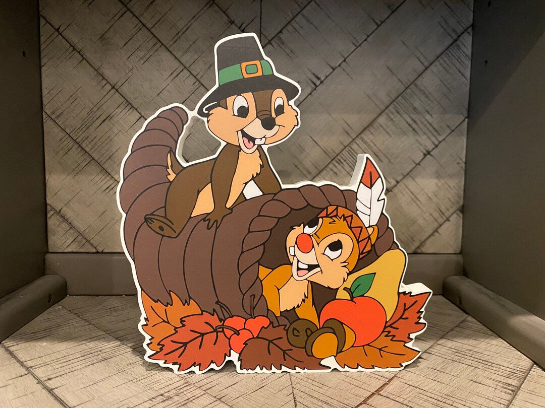 Chip ‘n’ Dale Thanksgiving - Disney Decor - Thanksgiving Decor - Etsy