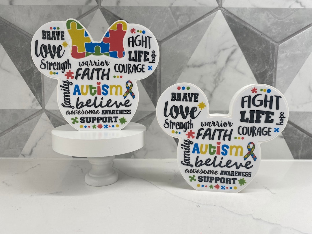Autism Awareness Mickey and Minnie - Disney Decor - Autism Awareness - Etsy