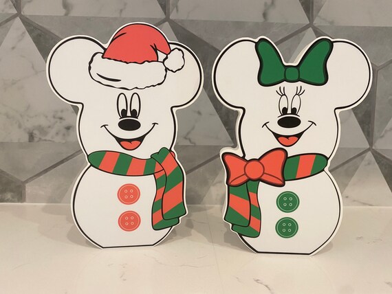 Mickey and Minnie Snowman Set Disney Decor | Etsy