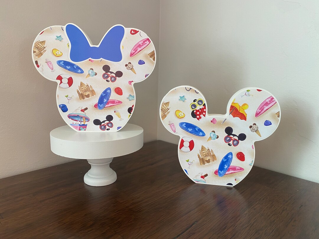 Mickey and Minnie Beach Heads - Disney Decor - Summer Decor - Etsy