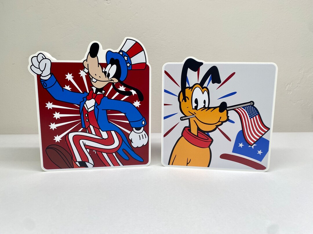Goofy and Pluto USA Blocks - Disney Decor - 4th of July - Etsy
