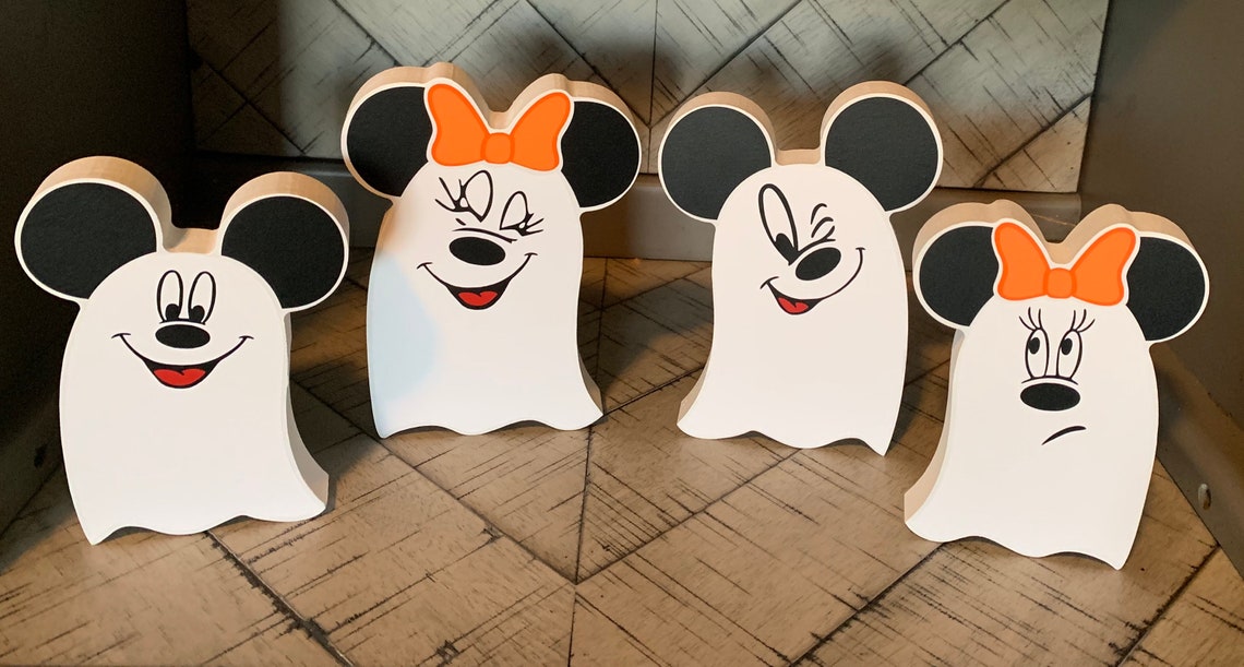 Mickey and Minnie Ghost Home Decor Disney Halloween Ghosts | Etsy