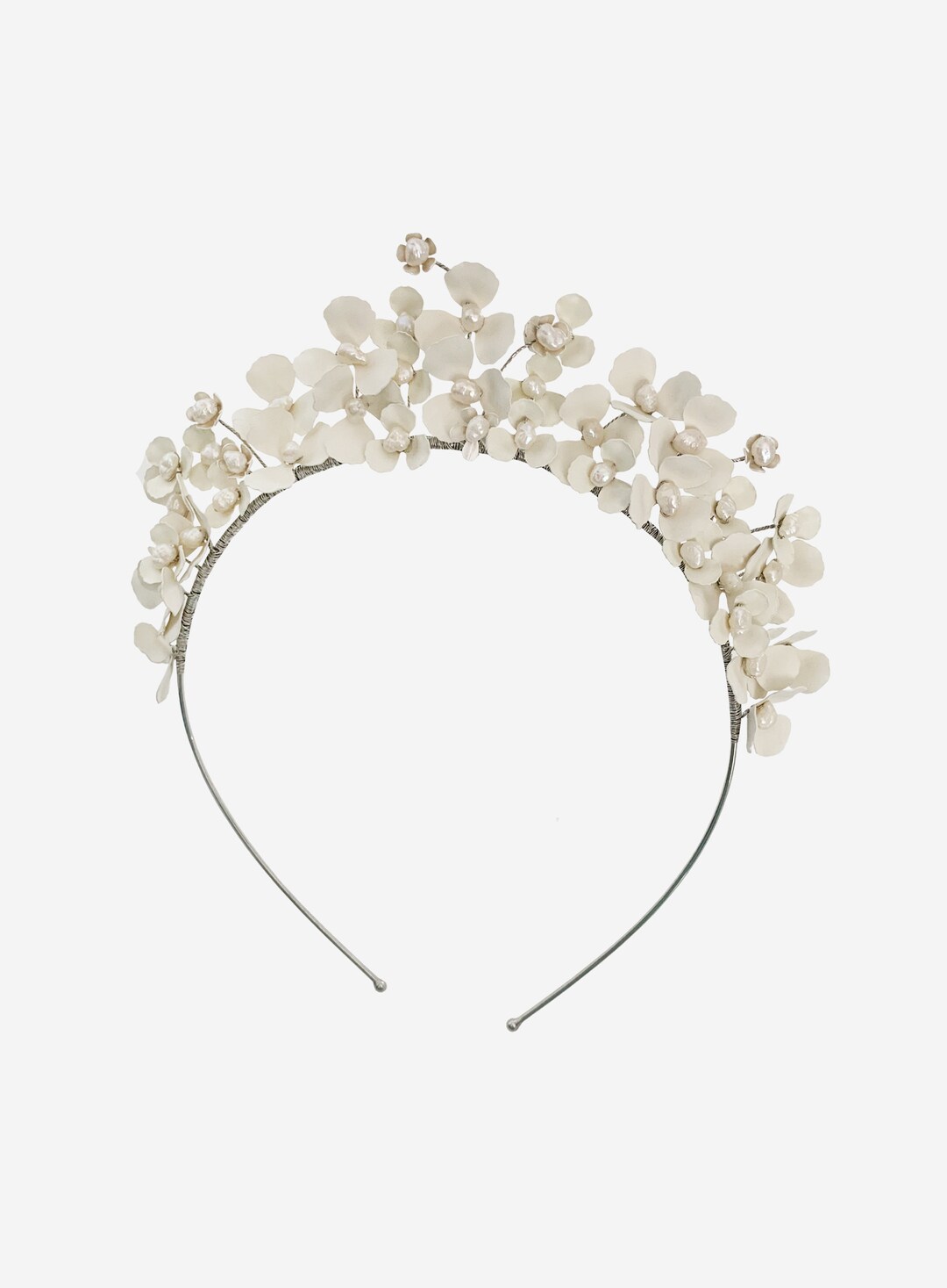 TIMOTHY White Floral Tiara Bridal Tiara Flower Headband - Etsy UK