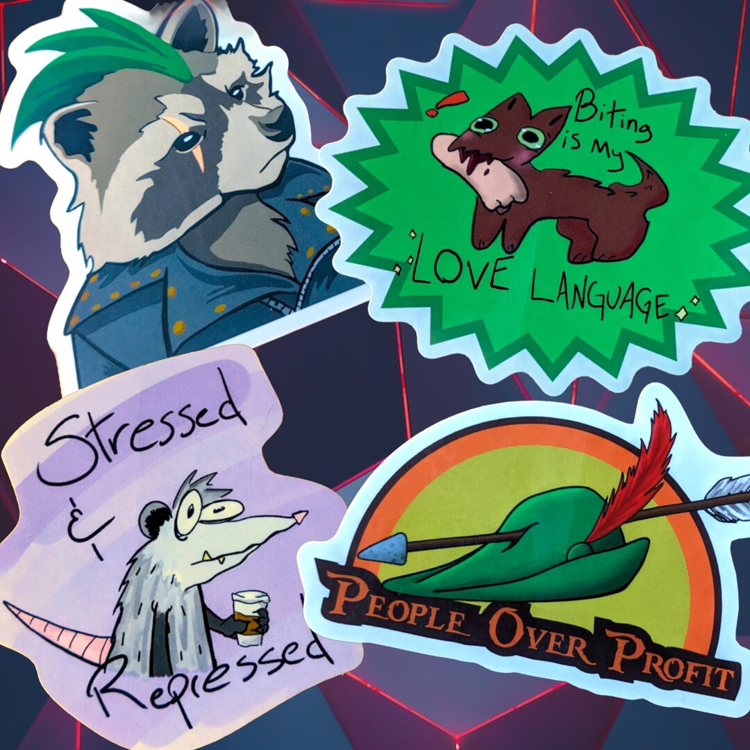 Vinyl Stickers Punk Raccoon, Stressed Possum, Bitey, & Robinhood - Etsy