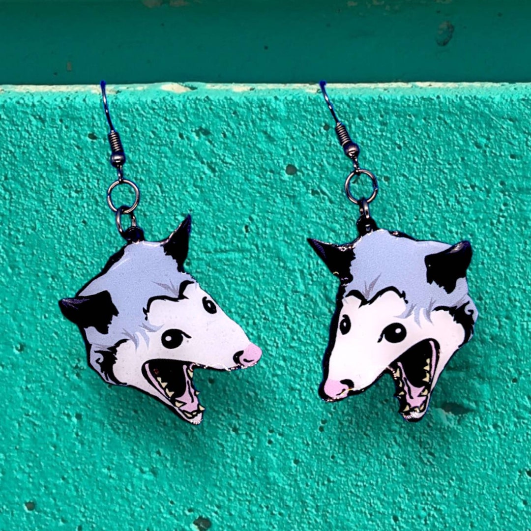 Screaming Possum Earrings, Trash Animal, Aaaaa - Etsy