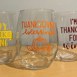 Thanksgiving Wine Glass / Custom Thanksgiving / Fall Wine Glasses ...