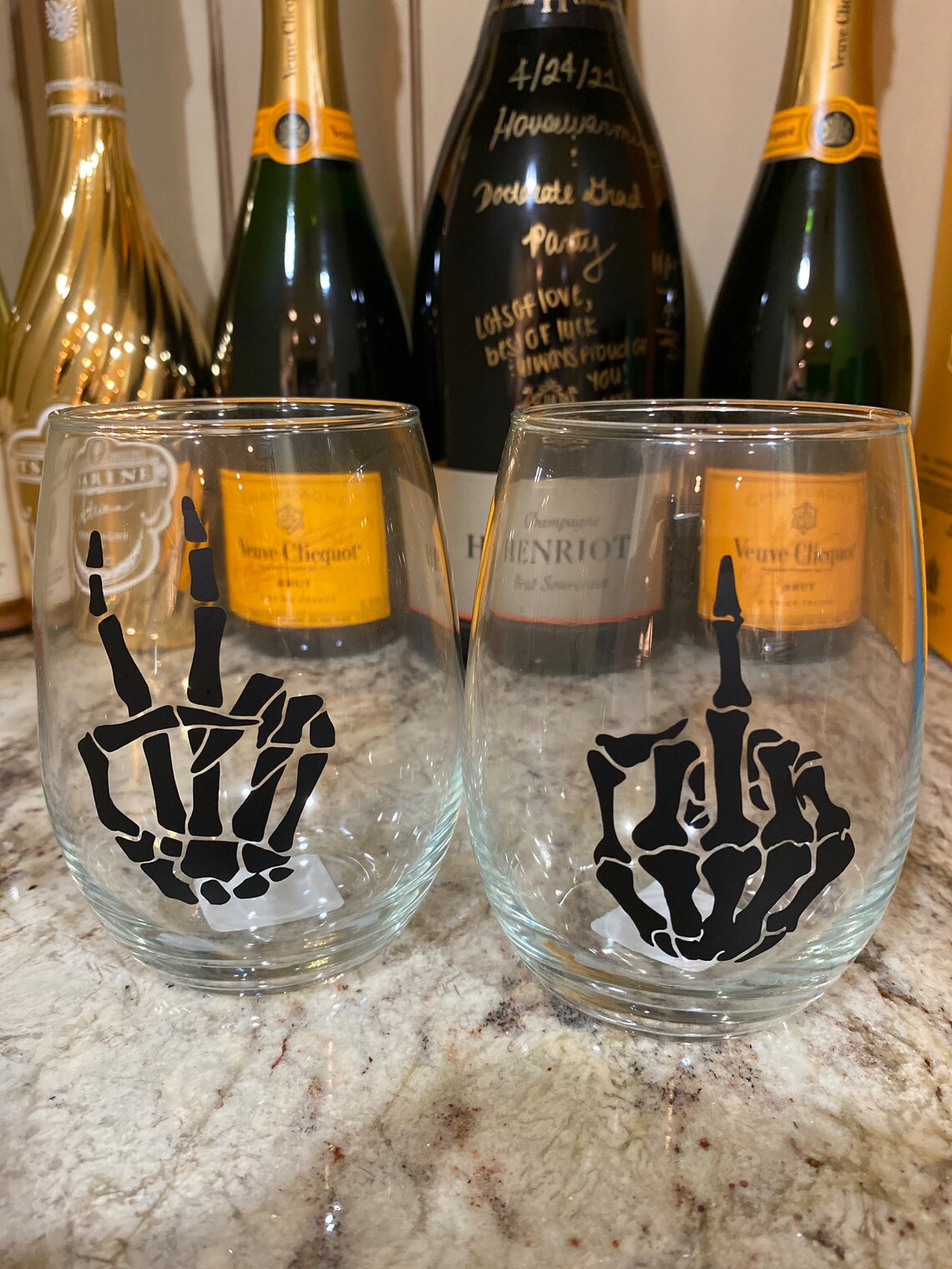 Halloween Wine Glass | Skeleton Hand | Custom Halloween | Halloween ...