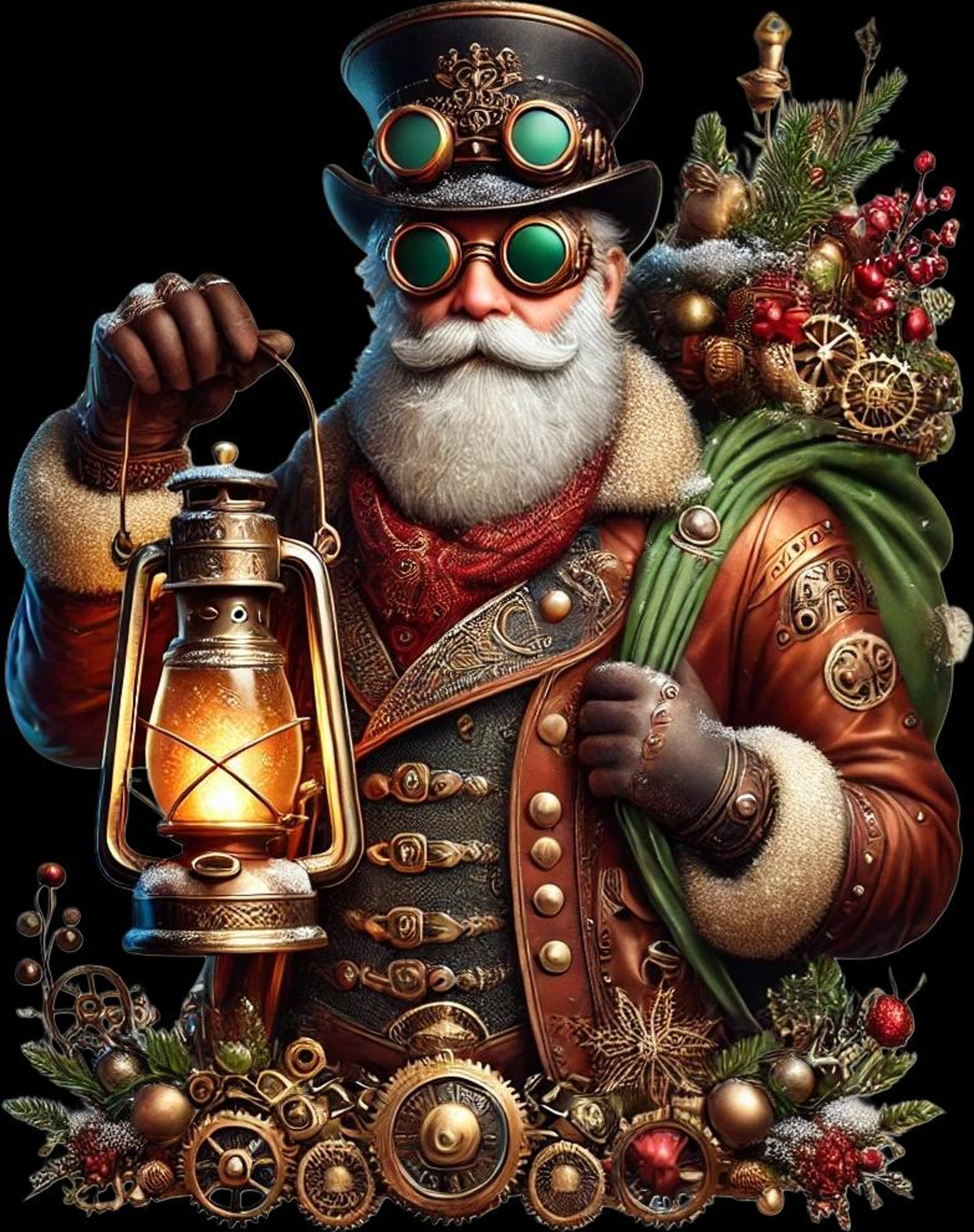 Steampunk Santa Christmas Clipart, Santa Claus Clipart, Christmas ...