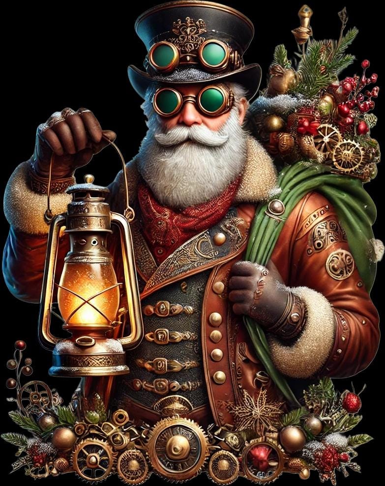 Steampunk Santa Christmas Clipart, Santa Claus Clipart, Christmas ...